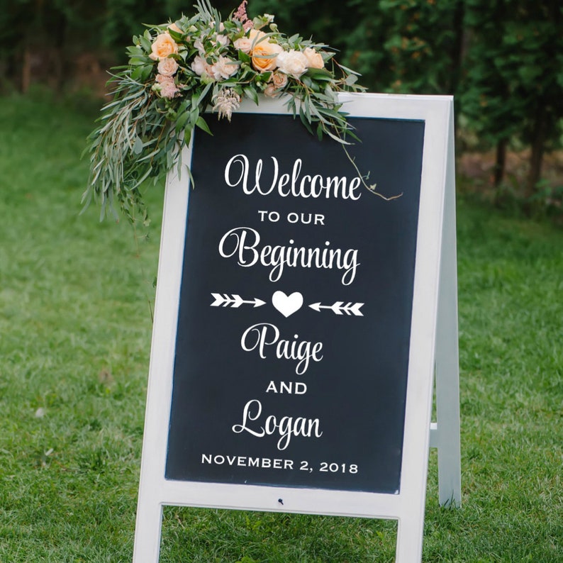 Welcome to Our Beginning Sign Decal Wedding Welcome Sign - Etsy