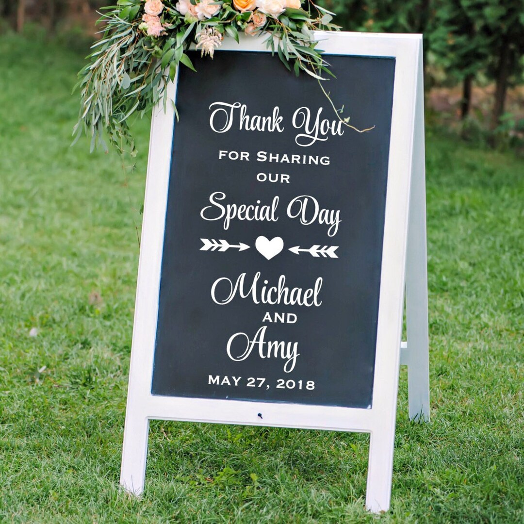 Wedding Thank You Sign Decal, Personalized Wedding Decal Thank You Sign ...