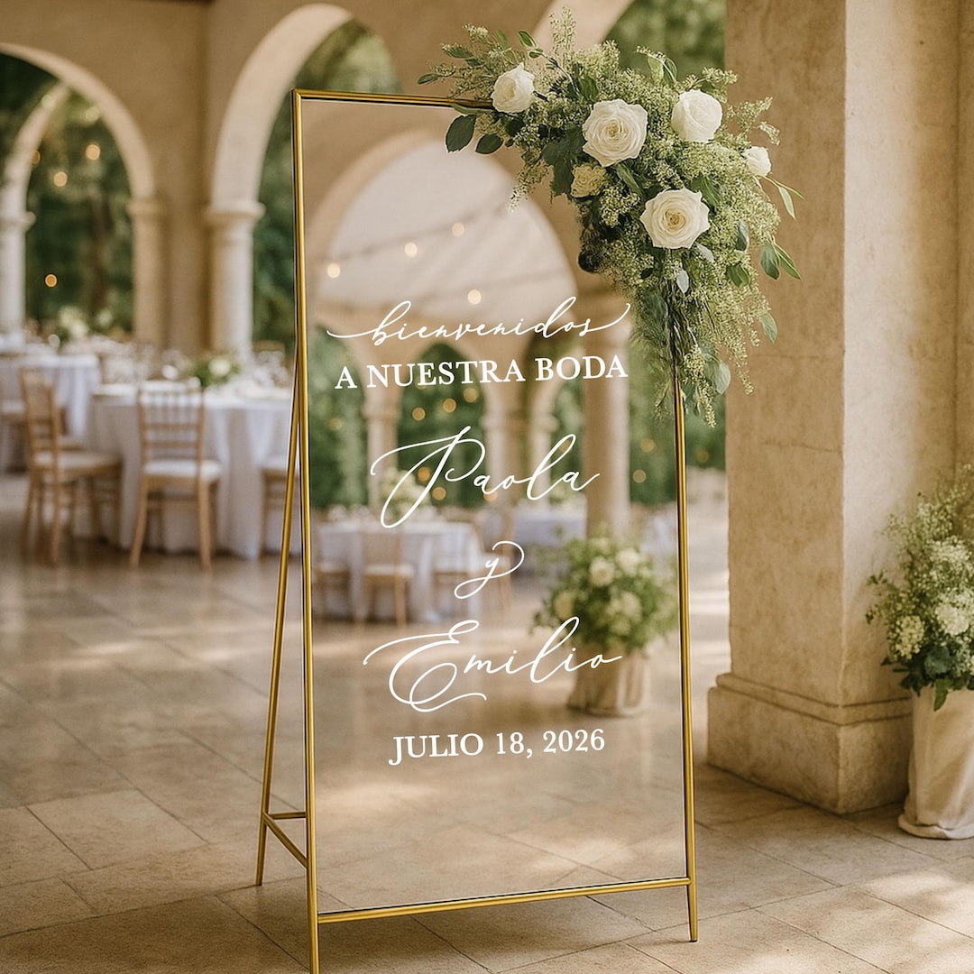 Bienvenidos A Nuestra Boda - Wedding Mirror Decal Vinyl Lettering ...