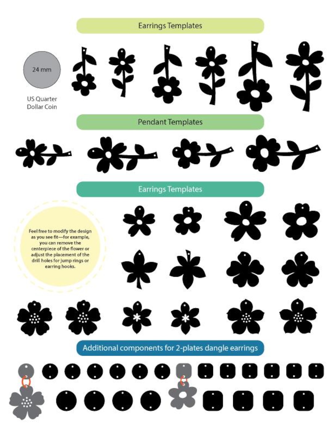 Digital Download Stencil Earring and Pendant Templates for Jewelry ...