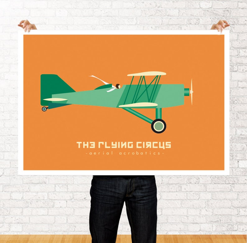 Vintage Red Aircraft Print Poster Flying Circus - Etsy
