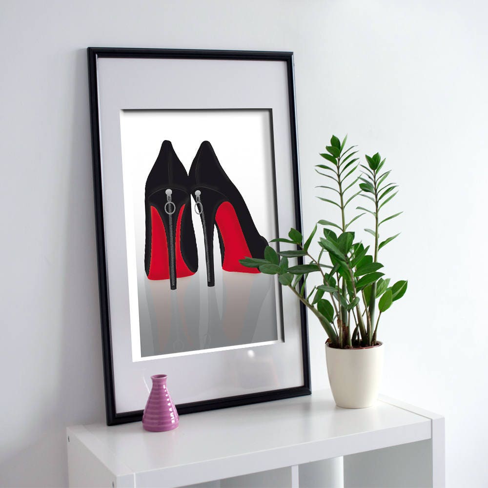 Fashion Shoes Illustration Stiletto Red Poster to Print Design Art ...