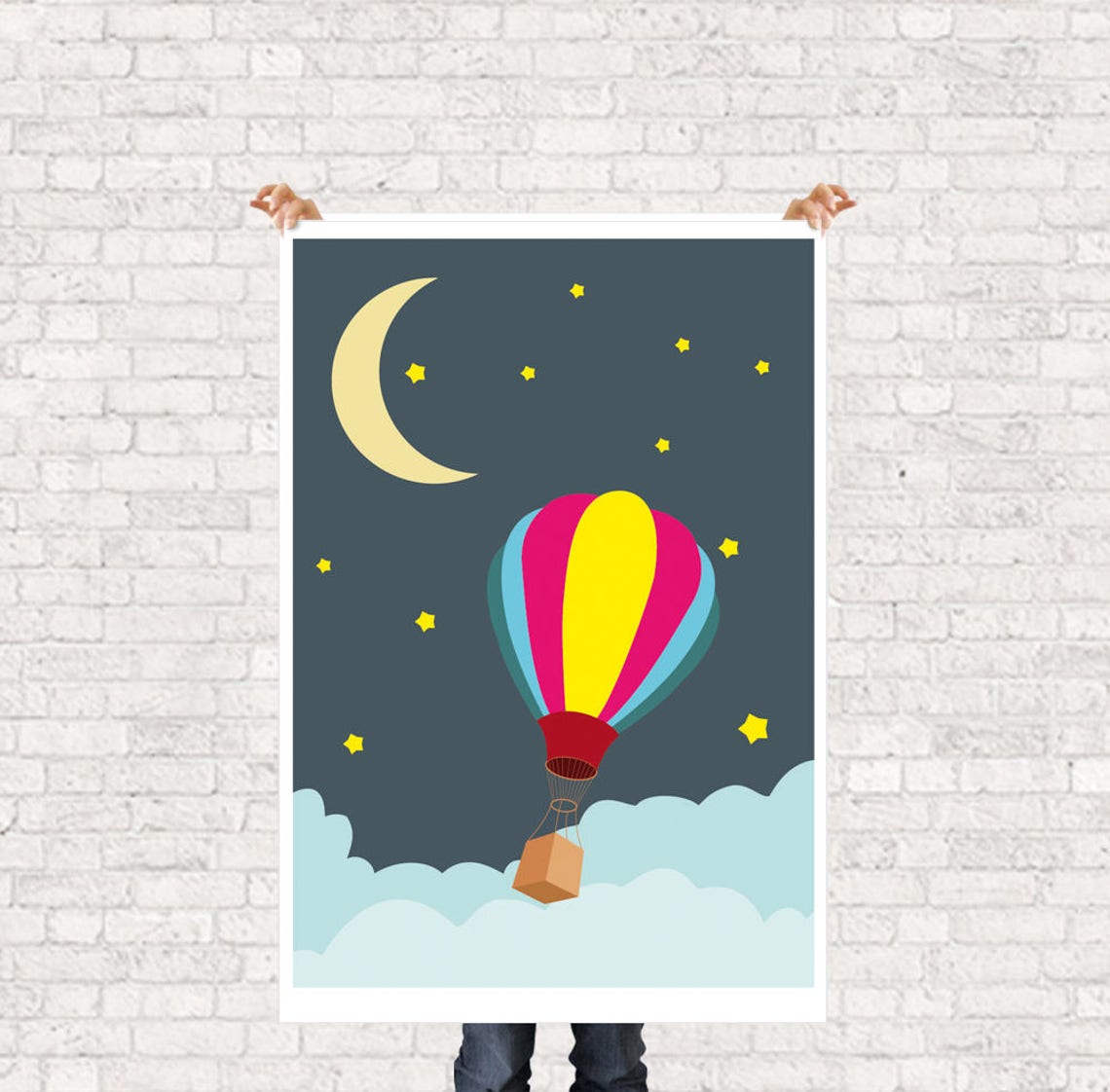Children's Art Print Poster Hot Air Balloon - Etsy UK