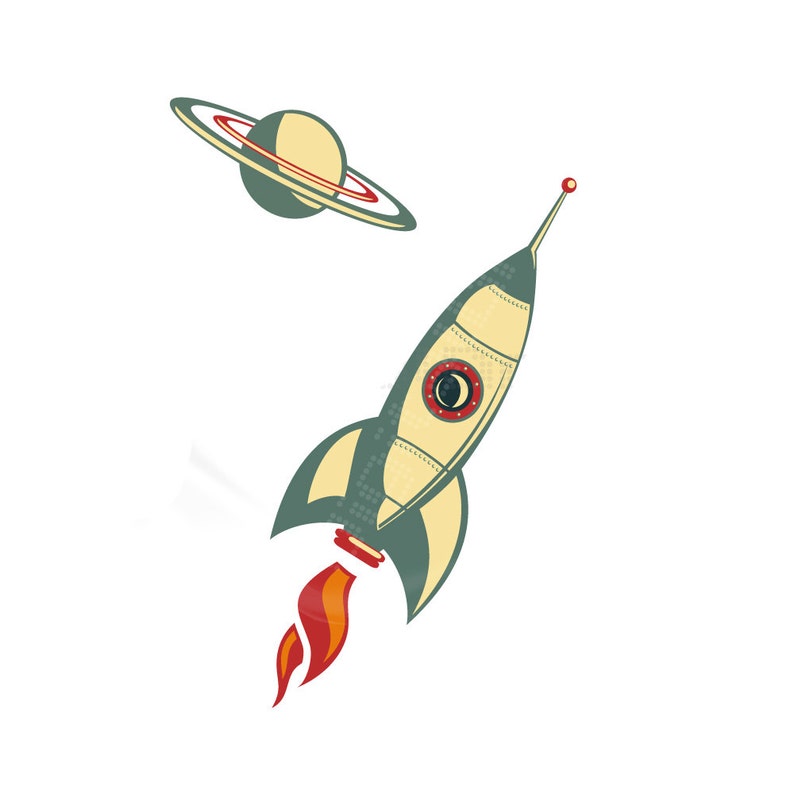 Vintage Rocket - Illustration - Poster -nursery Decor - Art to Print ...