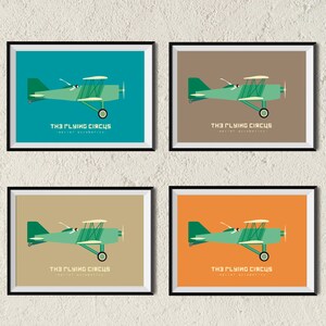 Vintage - Red Aircraft - Print Poster - Flying Circus Illustration ...