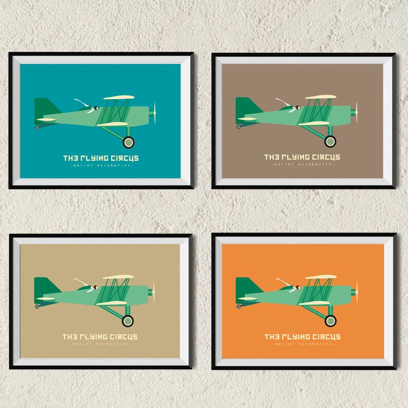 Vintage Red Aircraft Print Poster Flying Circus - Etsy