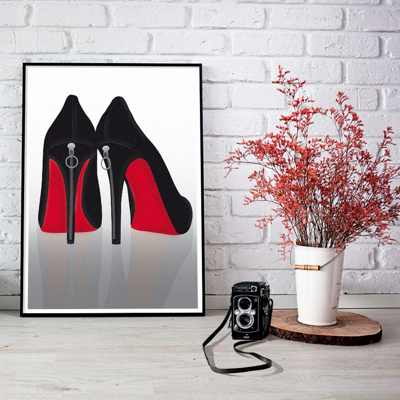 Fashion Shoes Illustration Stiletto Red Poster to | Etsy