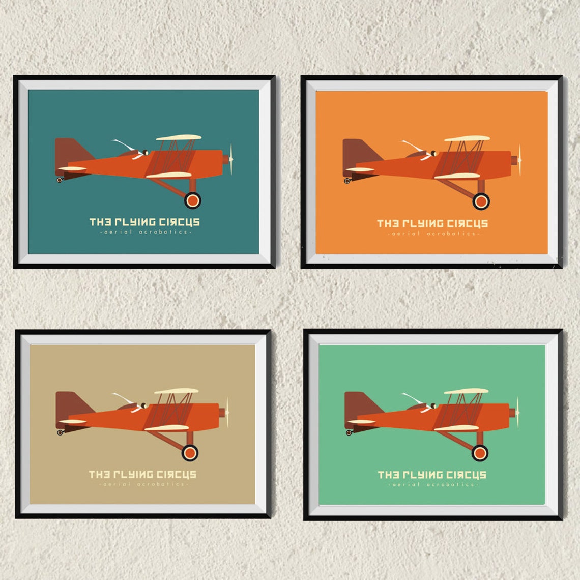 Vintage Red Aircraft Print Poster Flying Circus - Etsy