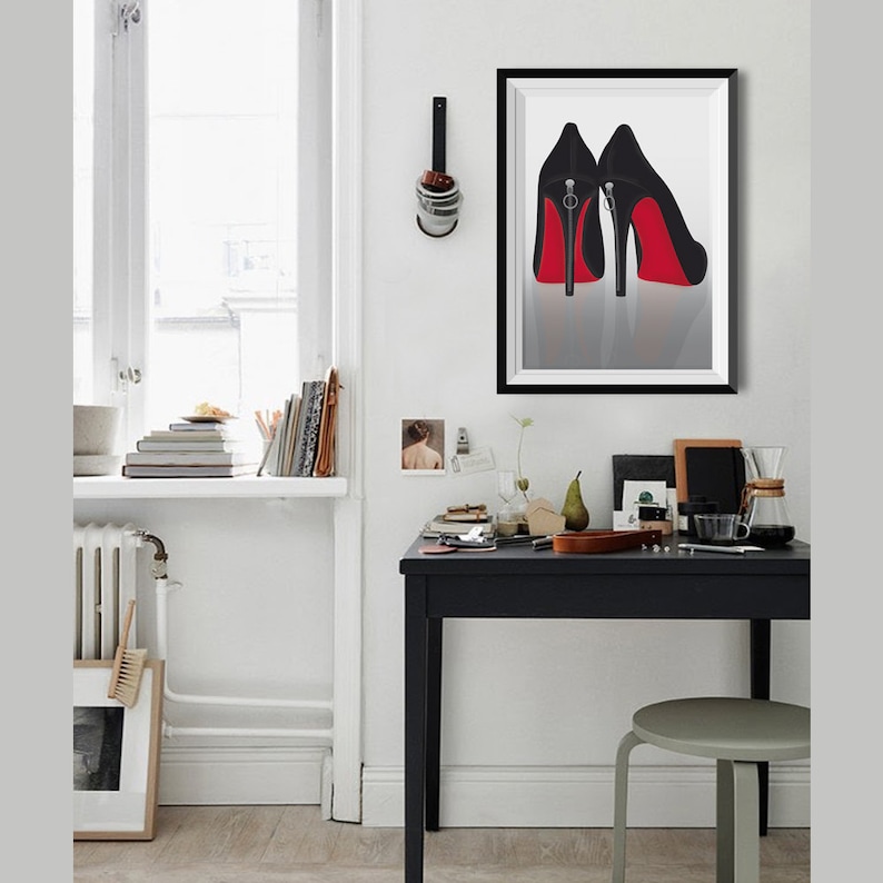 Fashion Shoes Illustration Stiletto Red Poster to | Etsy