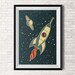 Vintage Rocket - Illustration - Poster -nursery Decor - Art to Print ...