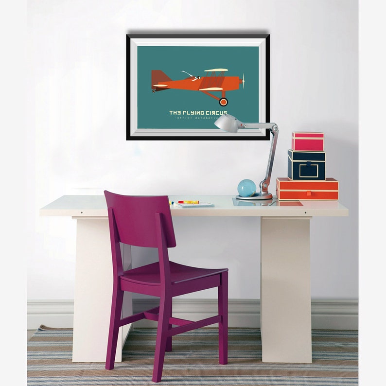 Vintage Red Aircraft Print Poster Flying Circus - Etsy