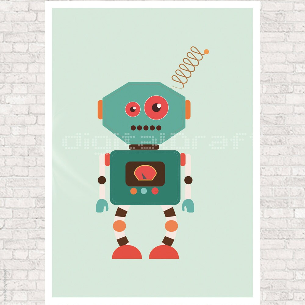 Robot Prints Modern Nursery Robot Wall Art art for Kids Room Children ...