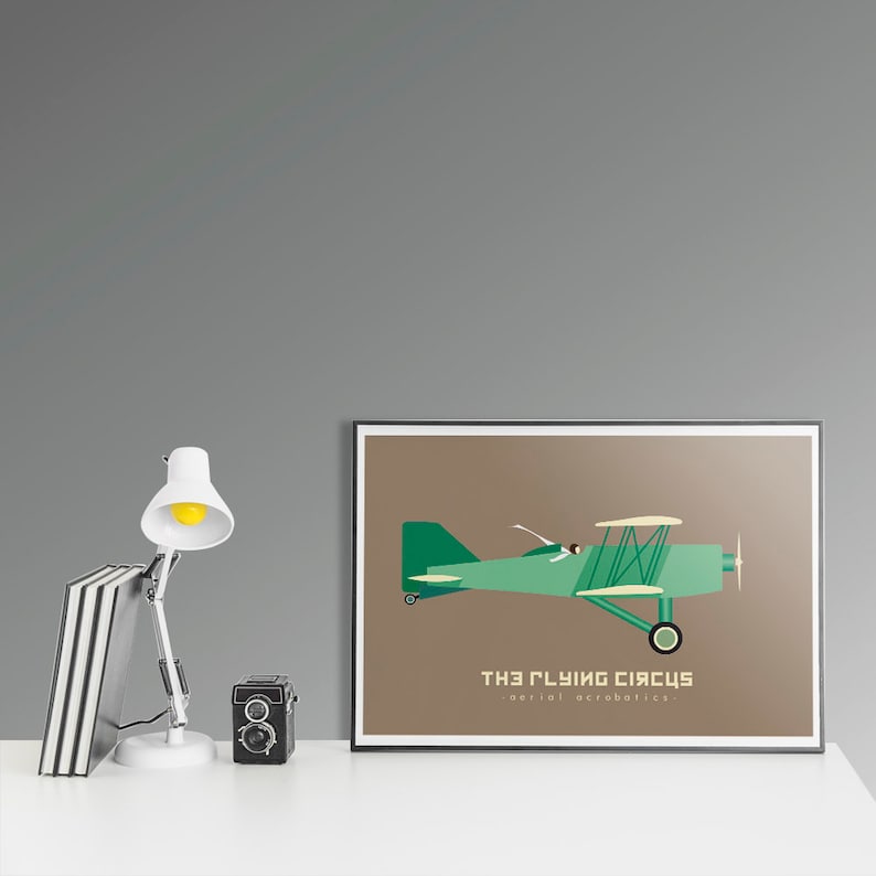 Vintage Red Aircraft Print Poster Flying Circus - Etsy