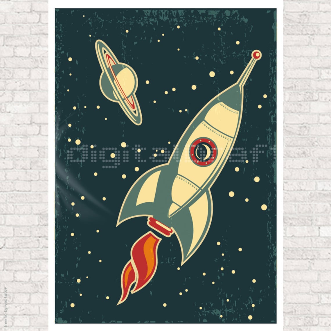 Vintage Rocket Illustration Poster nursery Decor Art to - Etsy