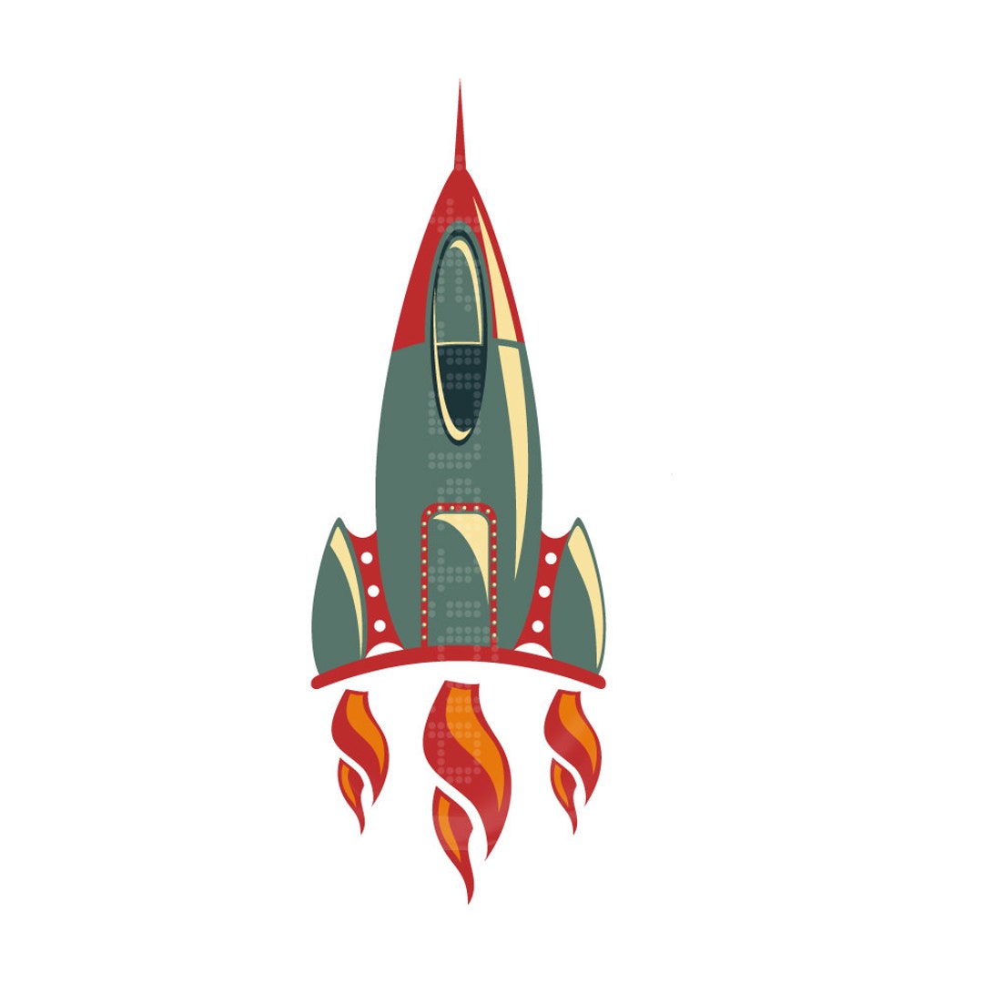 Space Ship - Illustration - Vintage Rocket - Illustration - Poster ...