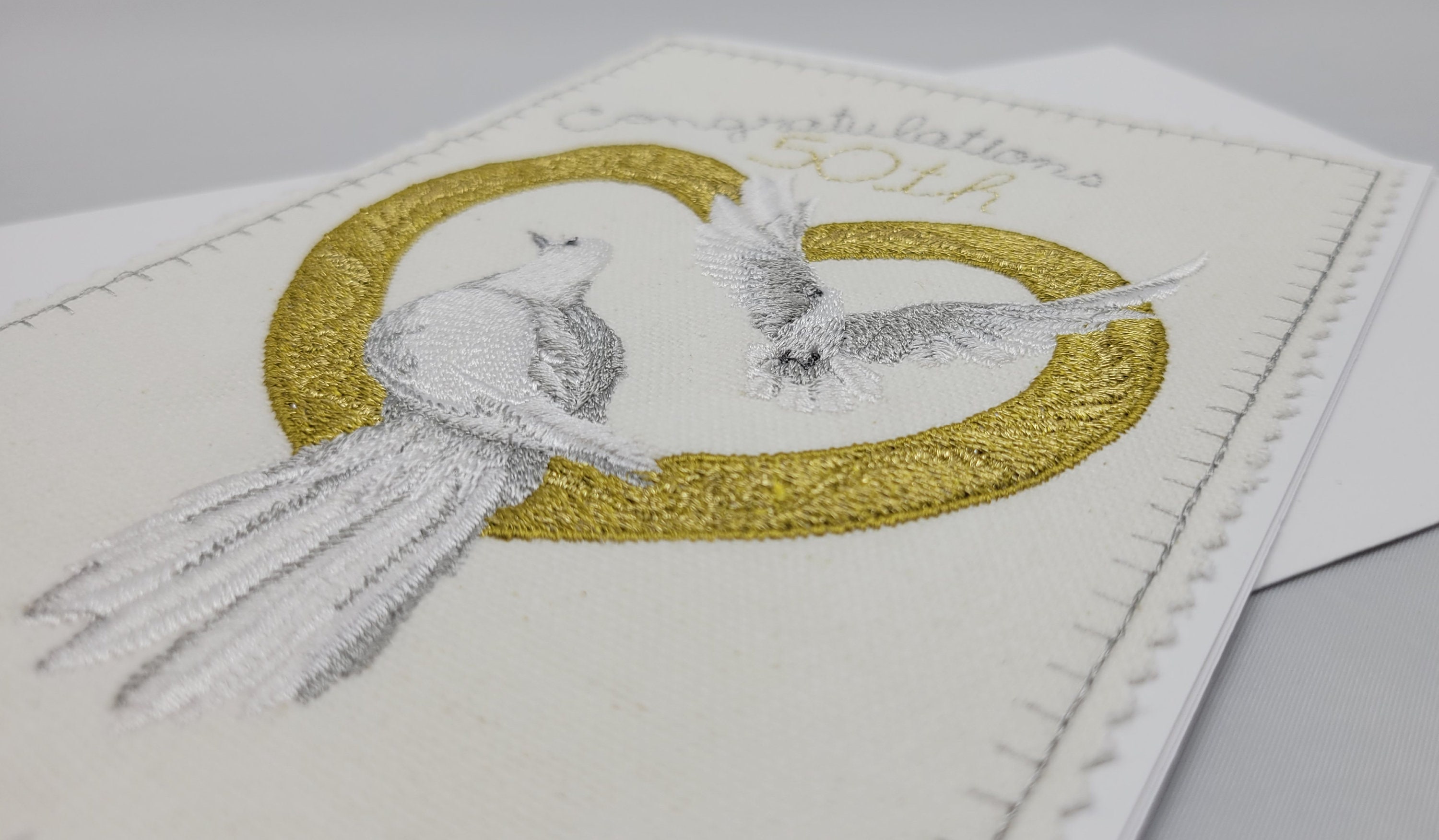 50th Wedding Anniversary Embroidered Card Blank Embroidered 50th ...