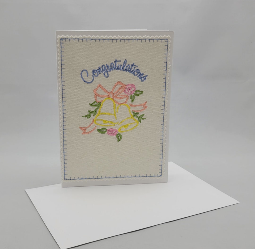 Wedding Embroidered Card congratulations Blank Embroidered Wedding Card ...