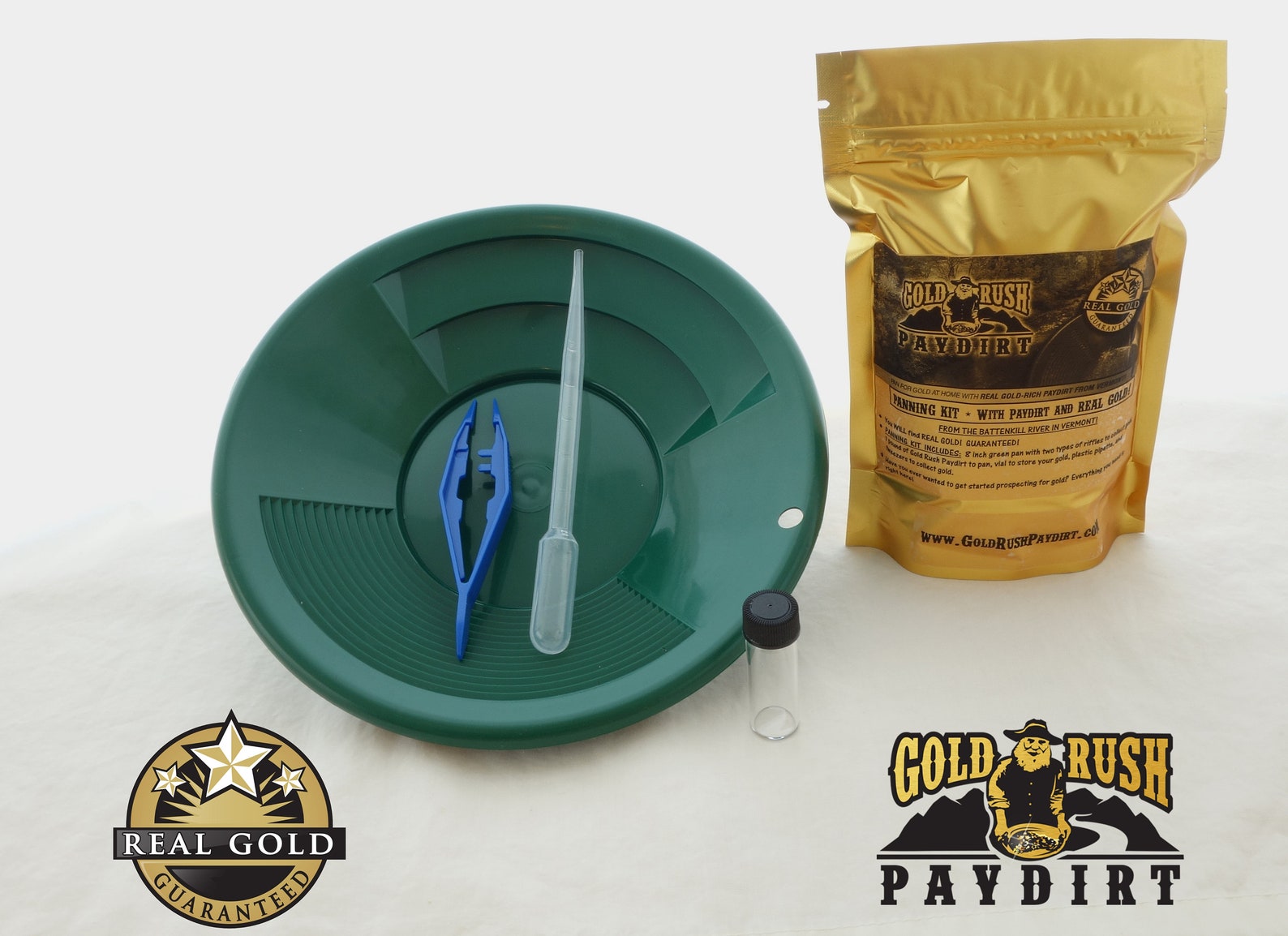 Gold Panning Kit W/ GOLD RUSH Paydirt, Real Gold Guarantee Free Ship ...