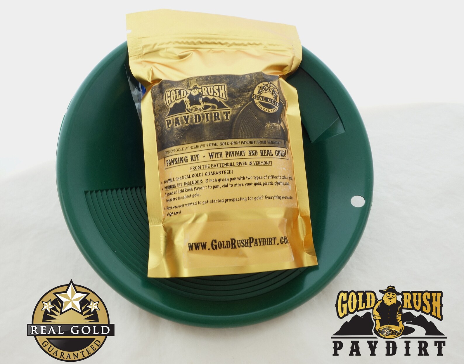 Gold Panning Kit W/ GOLD RUSH Paydirt, Real Gold Guarantee Free Ship ...