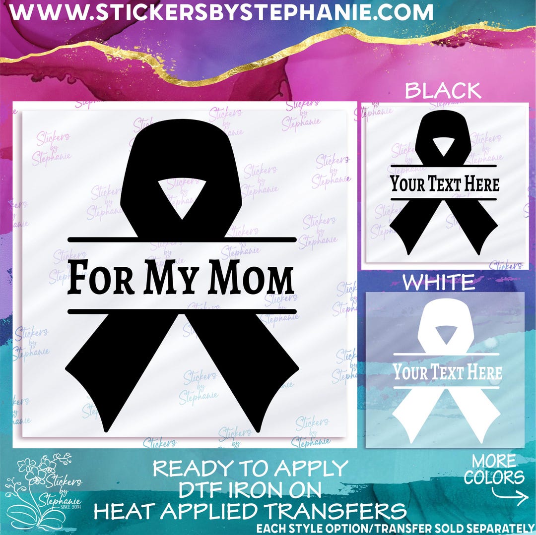 S082 Split Cancer Awareness Ribbon Custom Text 250+ Colors Matte Vinyl ...
