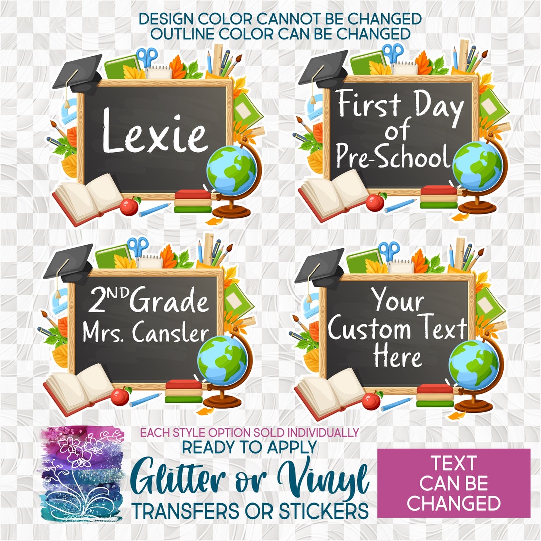 Uitem S095-1f Glitter or Vinyl Iron on Transfer or Sticker Kindergarten ...
