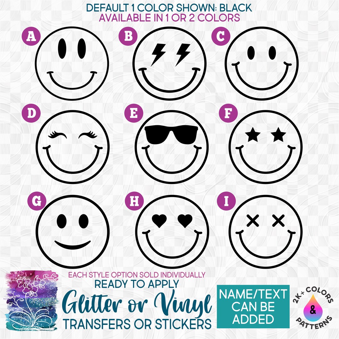 Item S283-2 Ready to Apply Iron on Transfer or Sticker Emoji Smiley ...