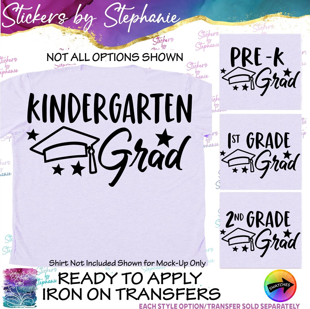 Graduation Kindergarten 1st Grade Grad Custom Ready-to-apply Iron-on ...