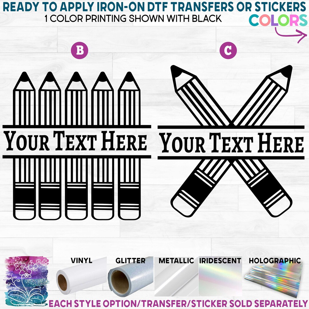 Glitter Holographic DTF Transfer or Sticker With Split Text Name ...