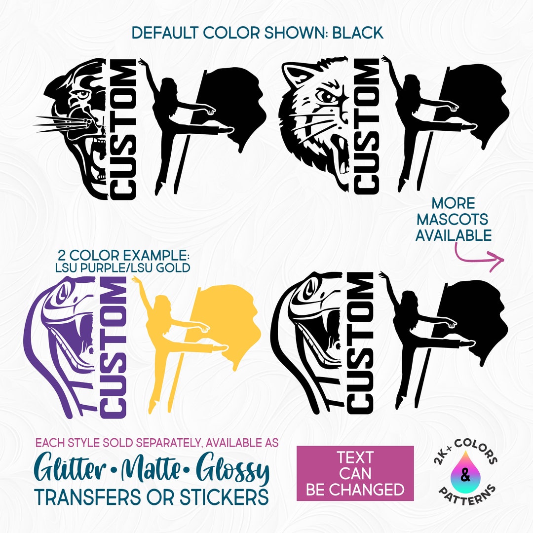 Item S317-s Glitter or Vinyl Iron on Transfer or Sticker Color Guard ...