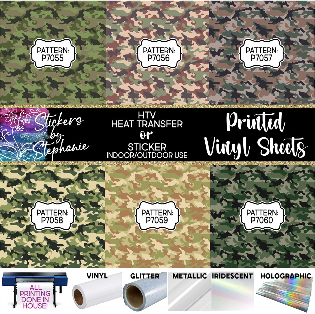 Camo Camouflage Pattern g10 Printed Vinyl Sheets Heat Transfer HTV ...