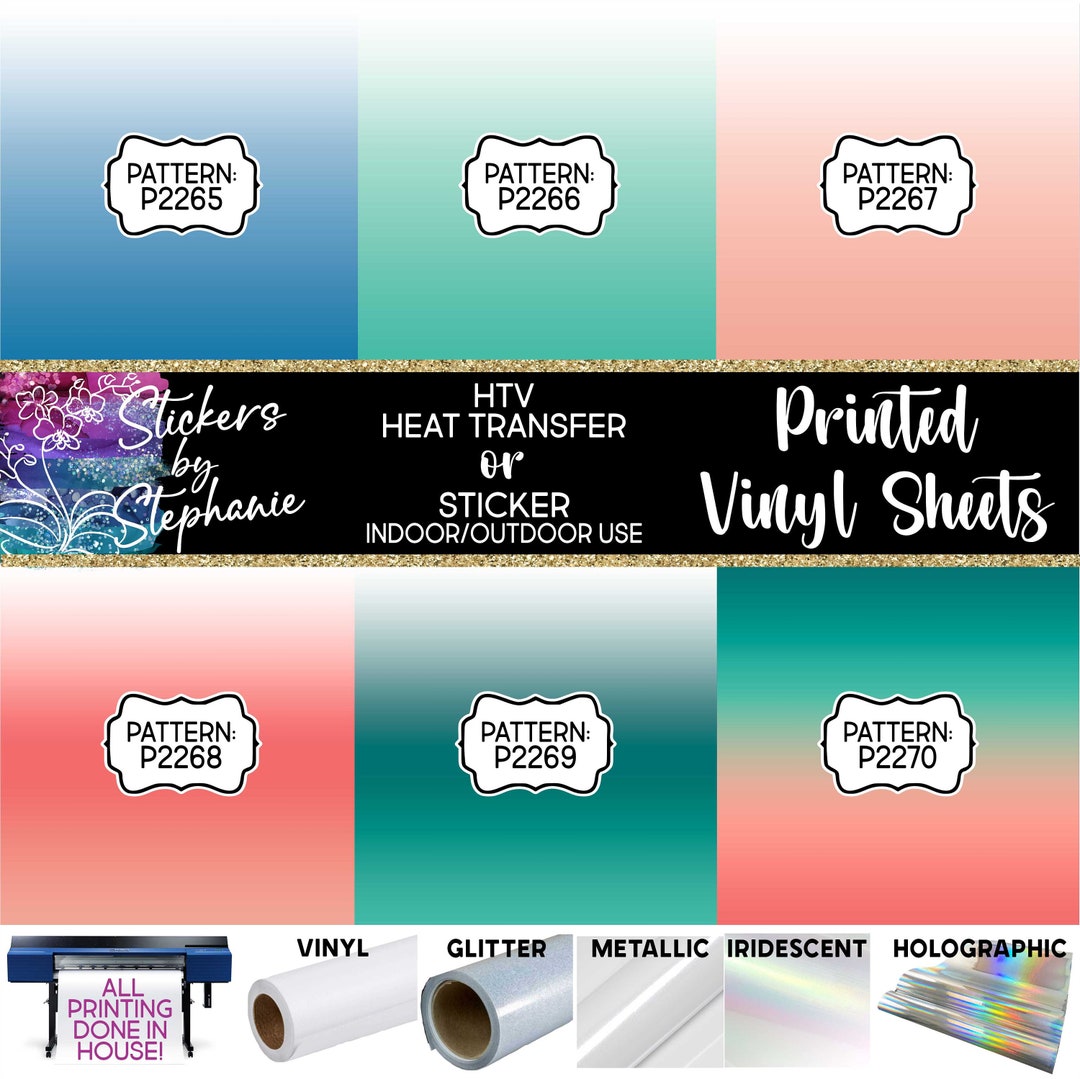 Ombre Pattern g48 Printed Vinyl Sheets Heat Transfer HTV Glitter ...