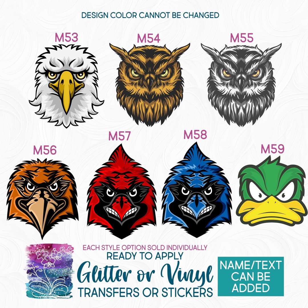 Item S145 Glitter or Vinyl Iron on Transfer or Sticker Team Mascots ...