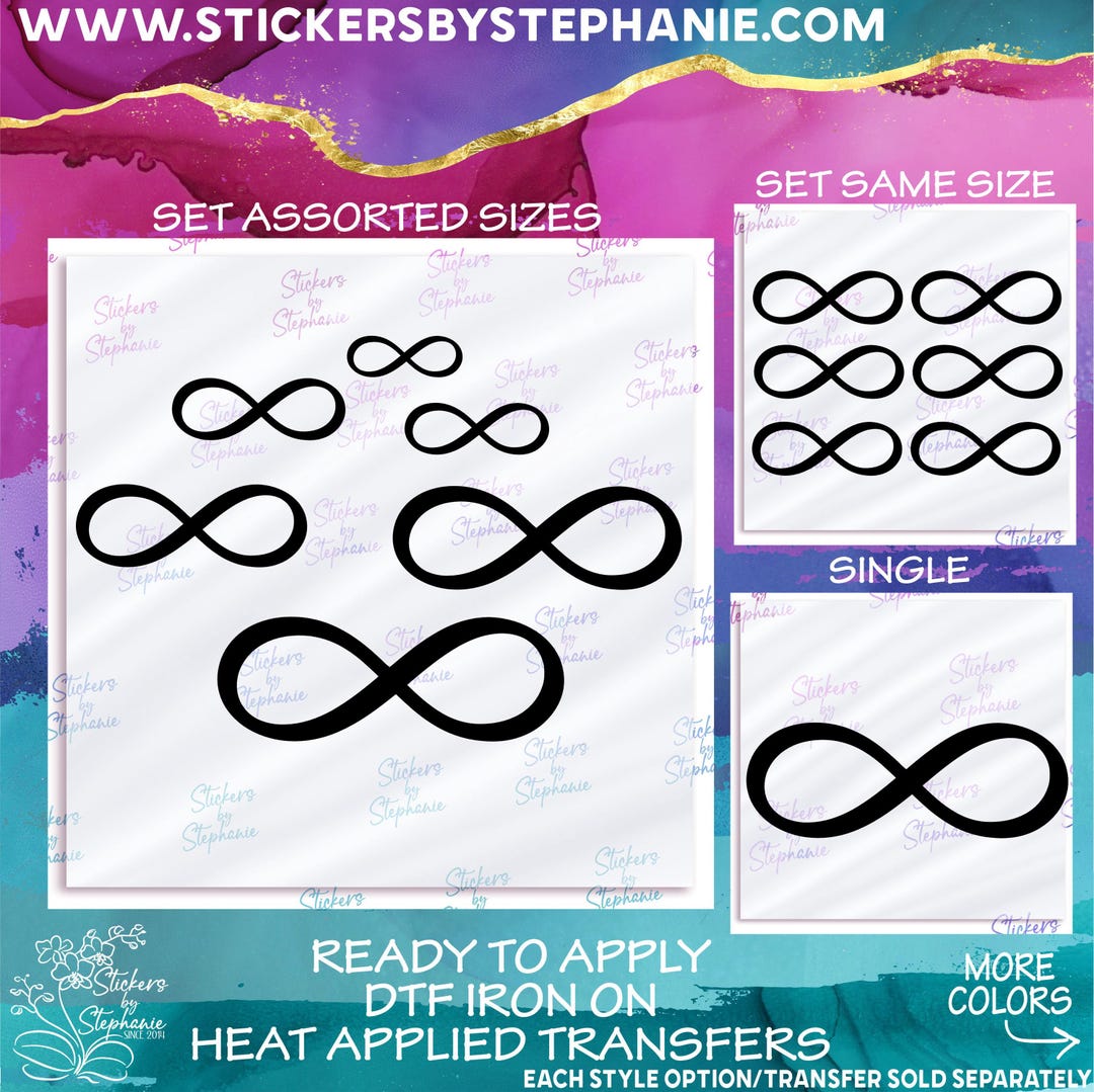 S046-v Infinity Symbol Set 4, 6, 12 Same or Assorted Sizes Iron on ...