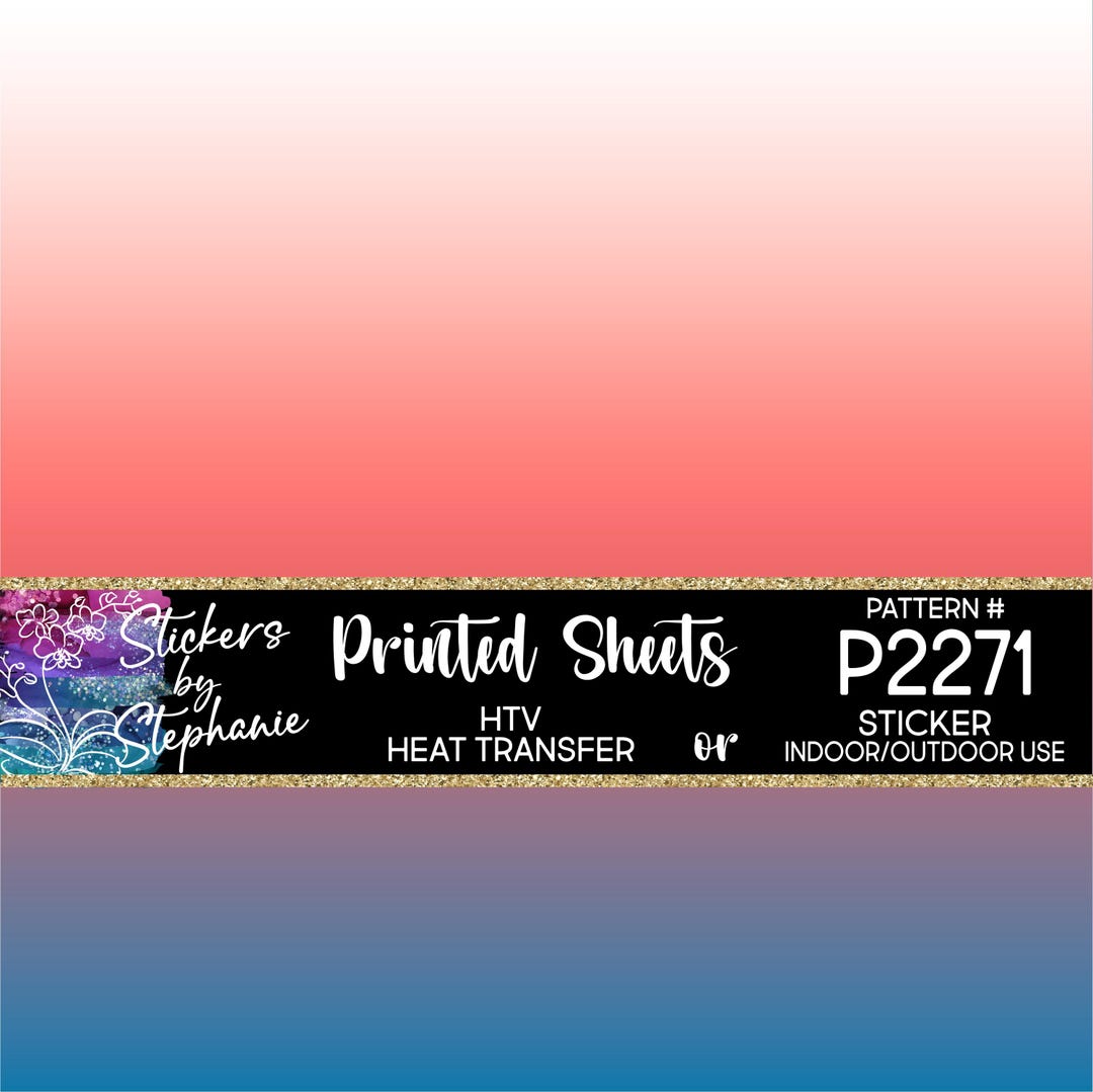 P2271 Ombre Gradient Pattern Coral Blue Printed Vinyl Sheets Heat ...