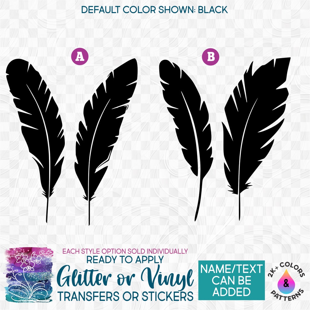 S159-1 Ready to Apply Iron on Transfer or Sticker Set of 2 Bird Feather ...