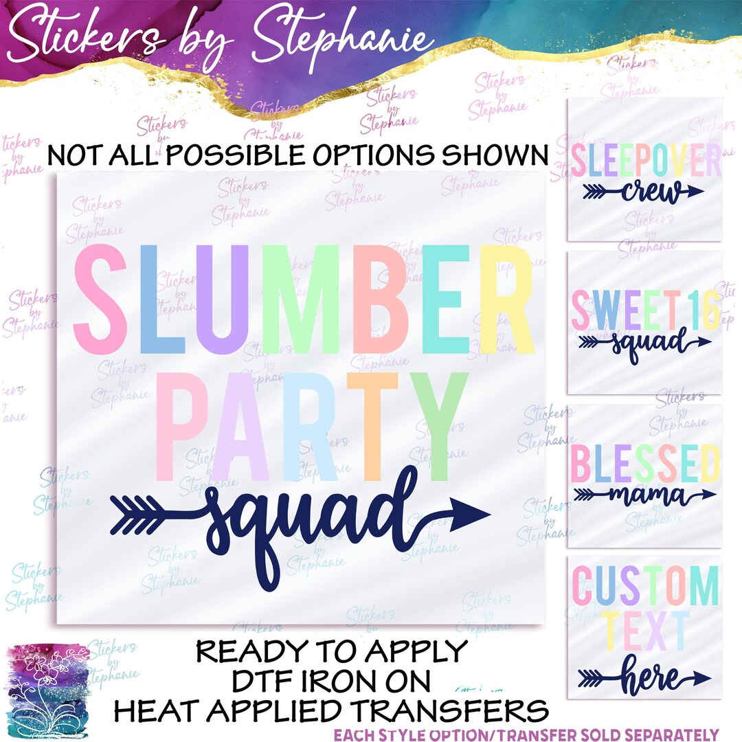 Slumber Party Crew Rainbow Custom Iron-on Transfer - DIY Shirt Decal - Etsy
