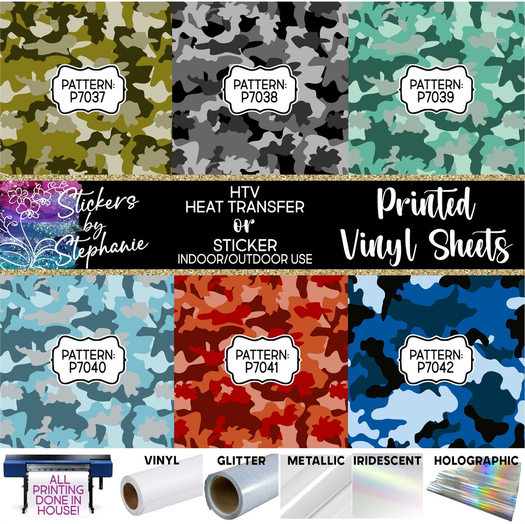 Camo Camouflage Pattern g07 12.5 Inch X 2 Printed Vinyl Sheets Heat ...