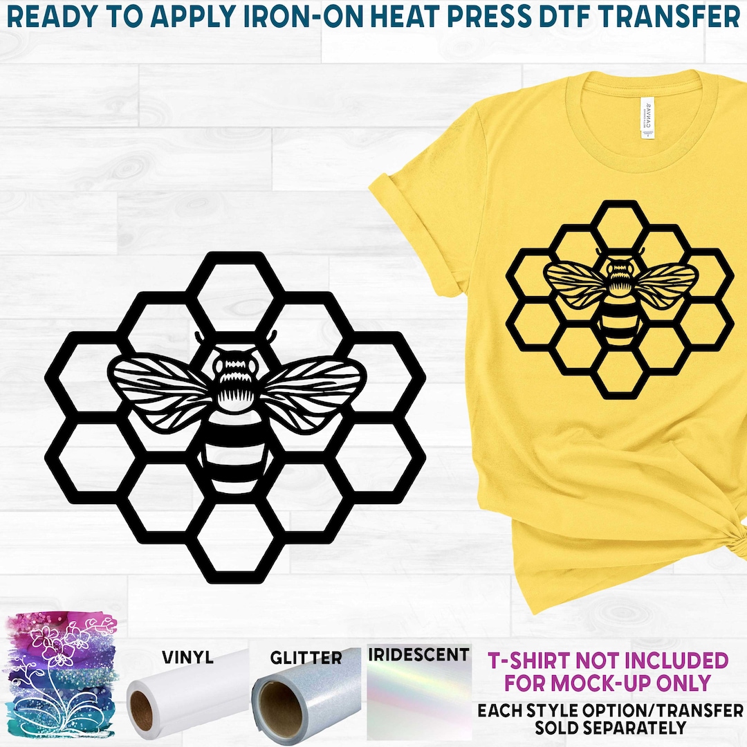 Cs126-1f Bee Honeycomb Bumblebee Vinyl, Glitter or Holographic Sticker ...