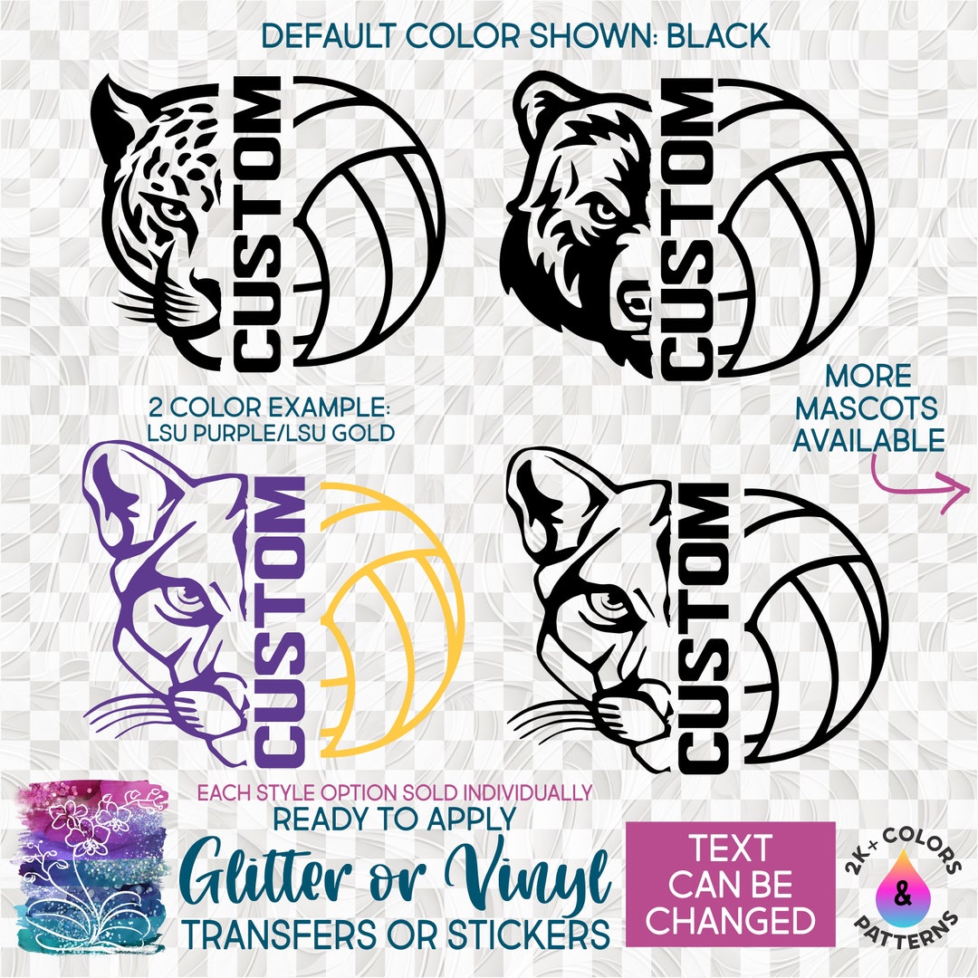 Uitem S317-o Glitter or Vinyl Iron on Transfer or Sticker Volleyball ...