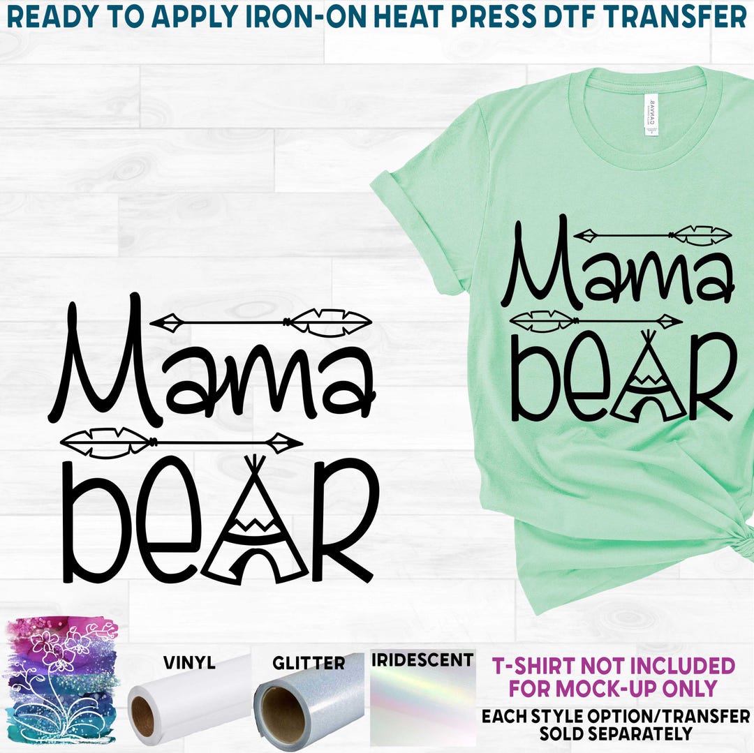 Cs232-e2 Mama Bear Vinyl, Glitter or Holographic Sticker or Ironon DTF ...