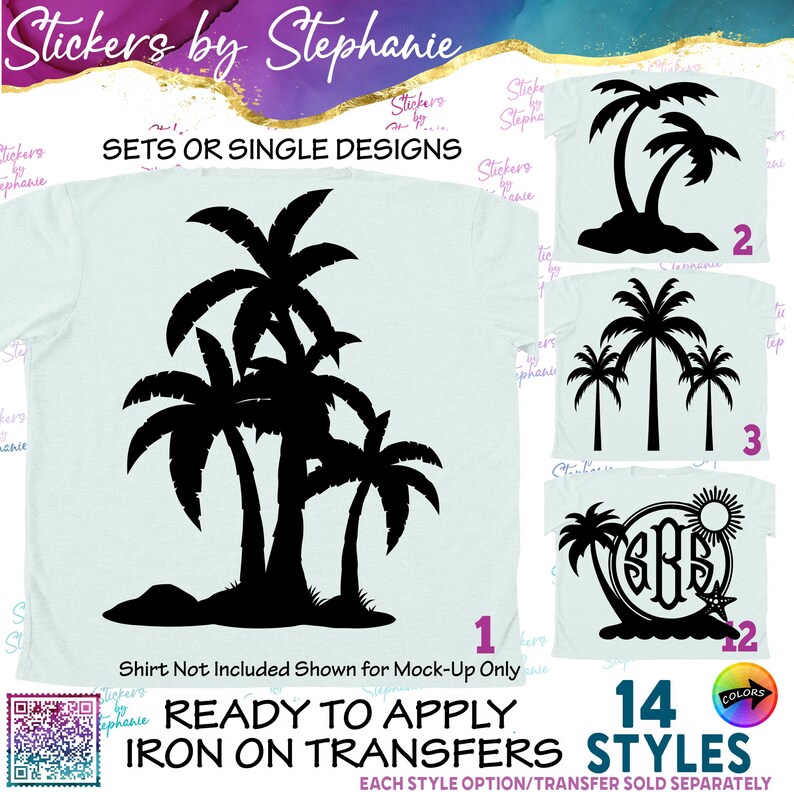Palm Tree Trees Frame Graphic Ready-to-apply Iron-on Transfer or ...