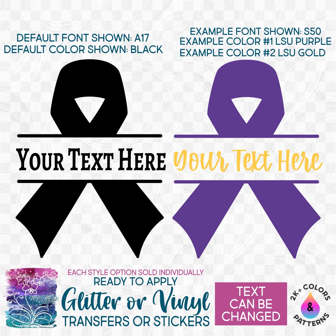 Uitem S082-2 Glitter or Vinyl Iron on Transfer or Sticker Cancer ...