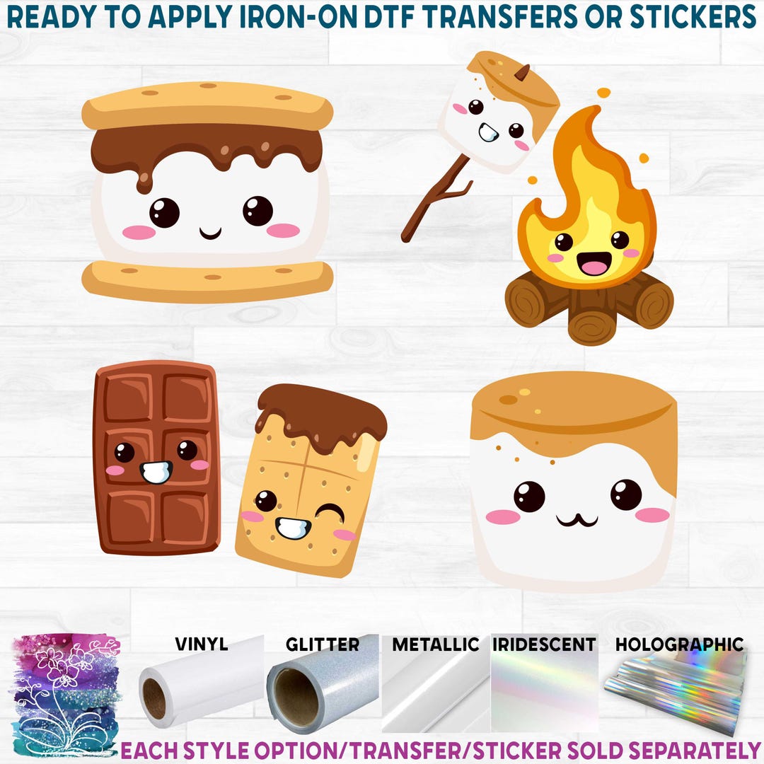 S368 Cute Kawaii S'mores Smores Set of 4 Marshmallow Campfire Matte ...