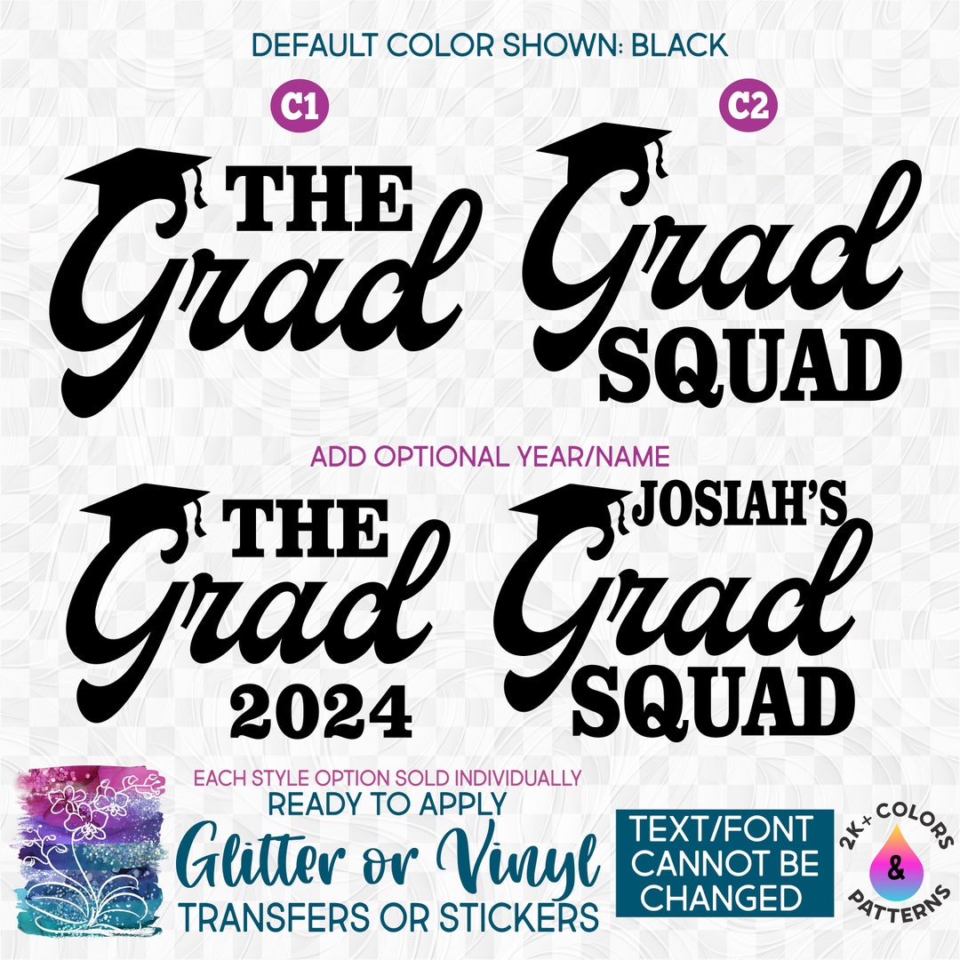 Us151-2c Ready to Apply Ironon Transfer or Sticker the Grad Grad Squad ...