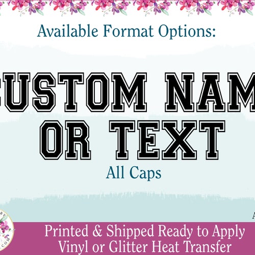 Glitter Name Iron on Custom Heat Transfer Vinyl - Etsy
