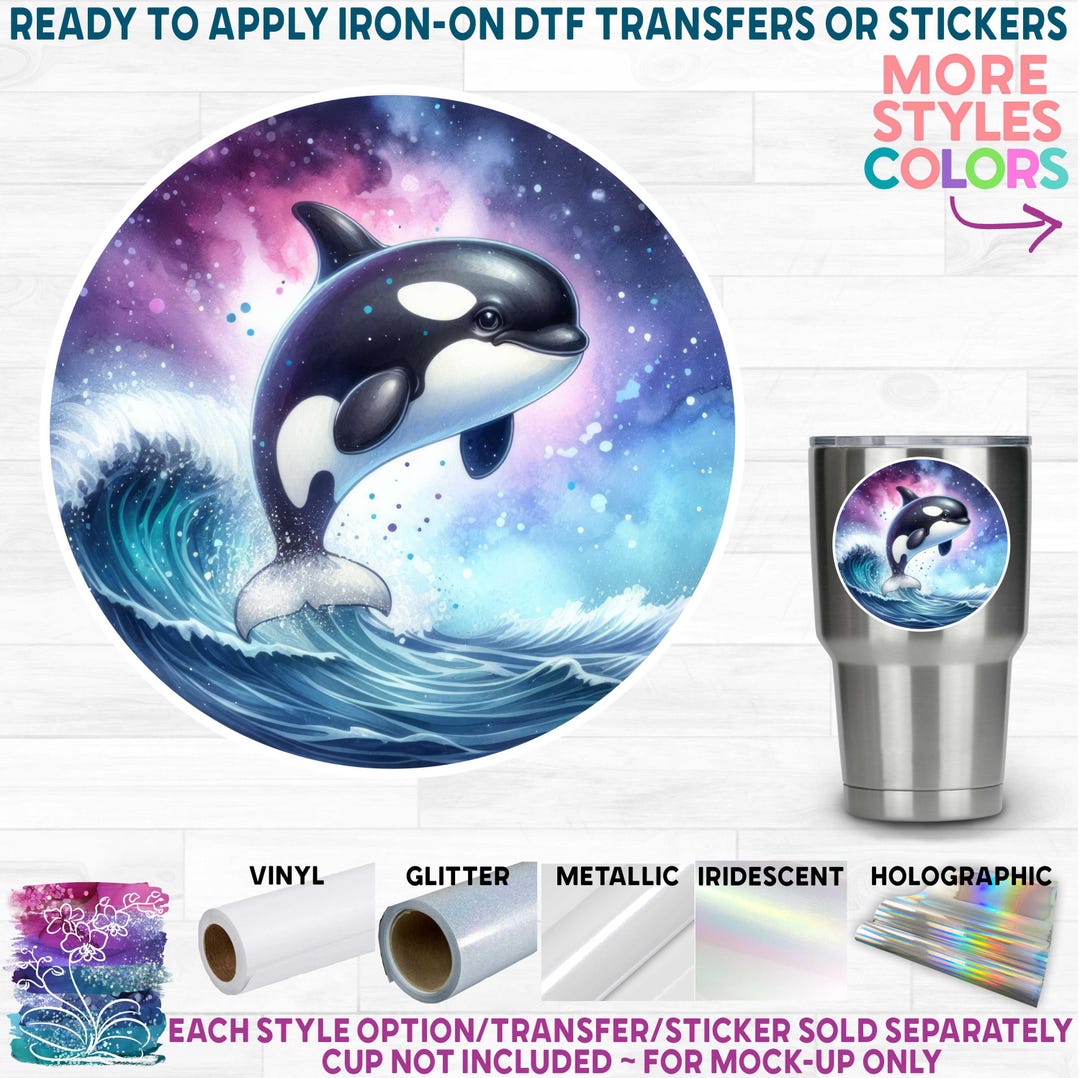 S403 Galaxy Orca Killer Whale Set of 4 Ready to Apply Self-adhesive ...