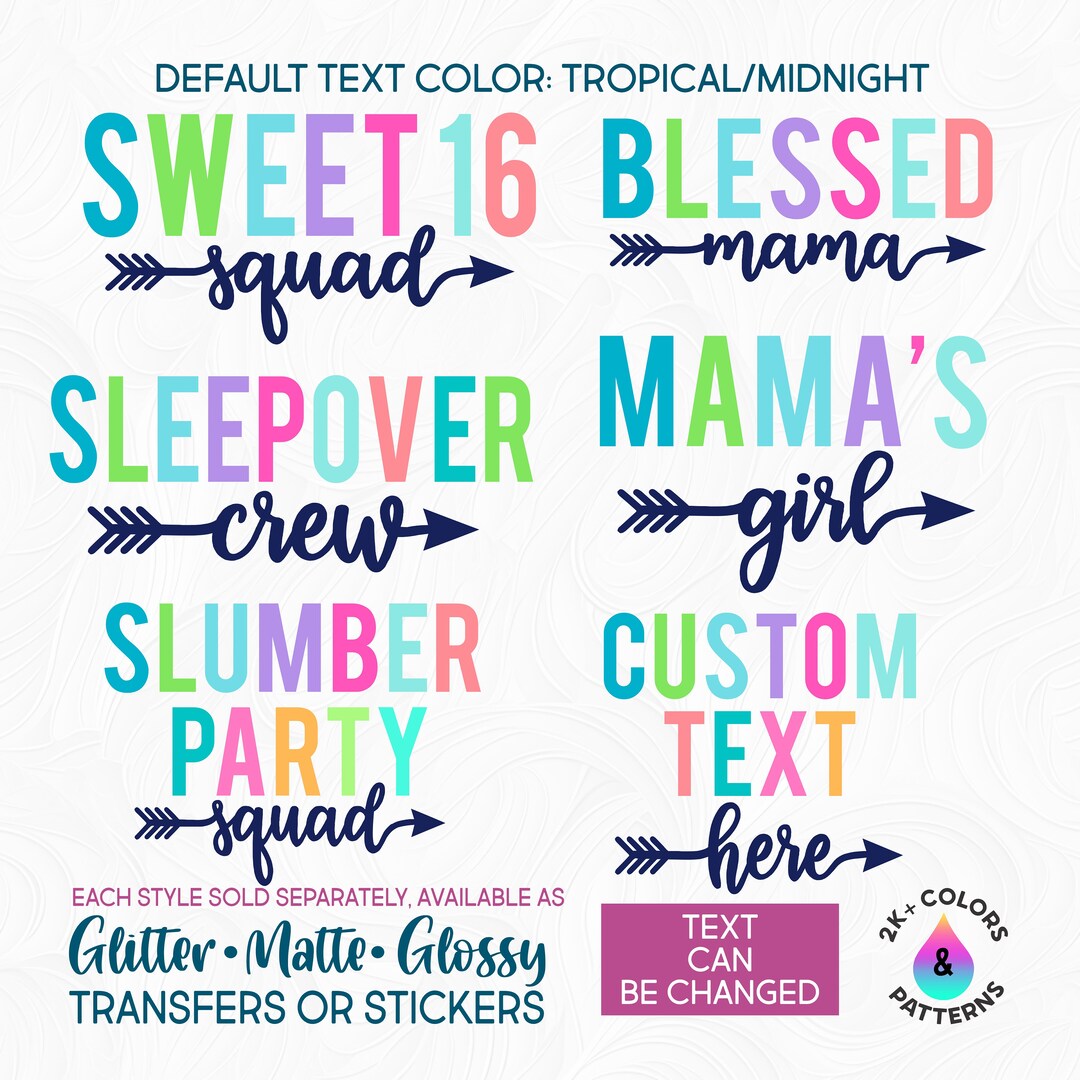Item S280-3 Glitter or Vinyl Iron on Transfer or Sticker Sweet - Etsy