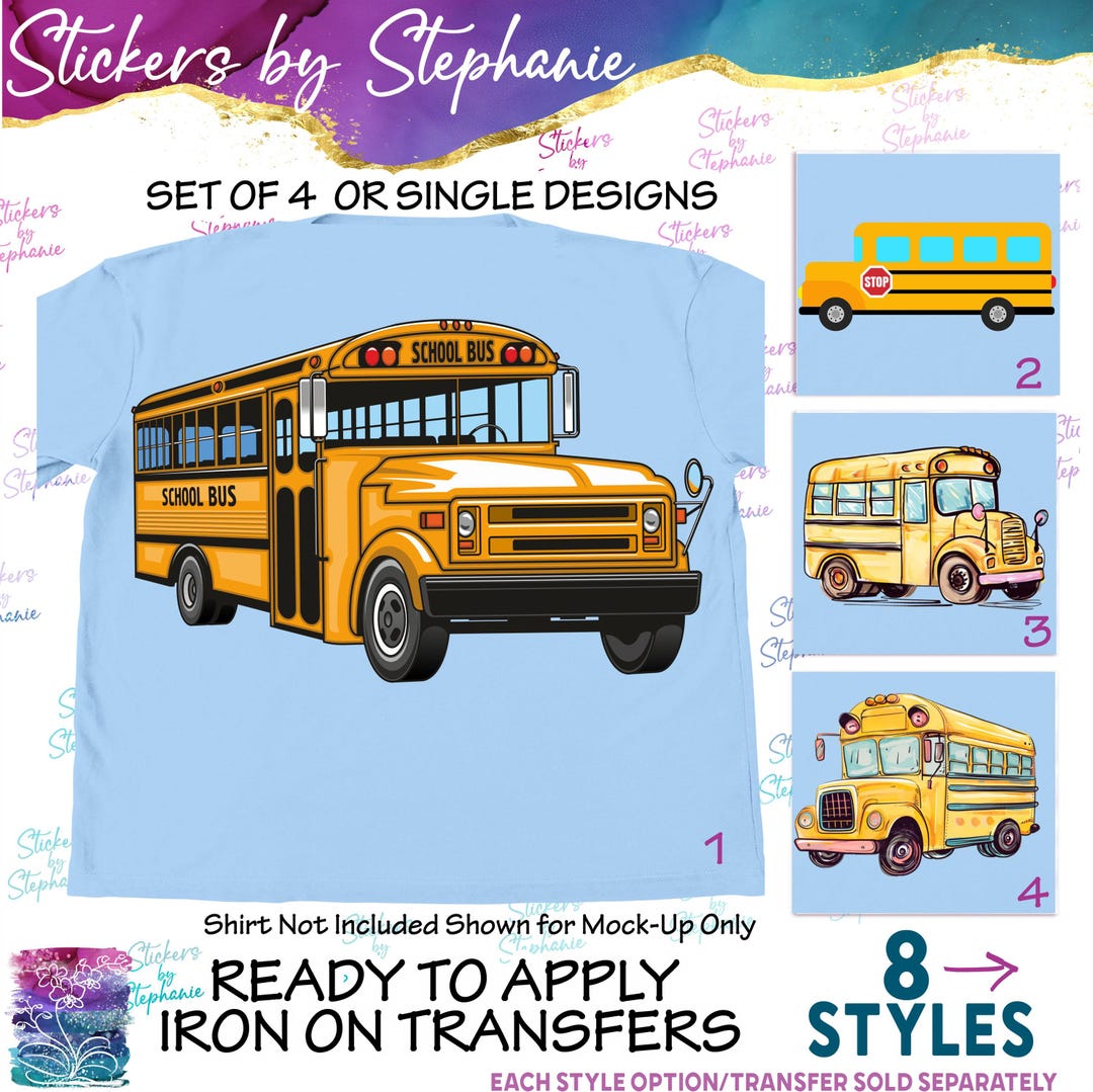 School Bus Graphic Custom Iron-on Transfer - DIY Shirt Decal - Etsy