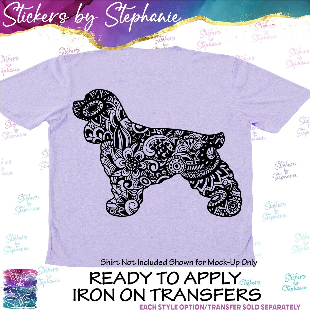 Spaniel Dog Zentangle Floral Doodle Graphic Custom Iron-on Transfer ...