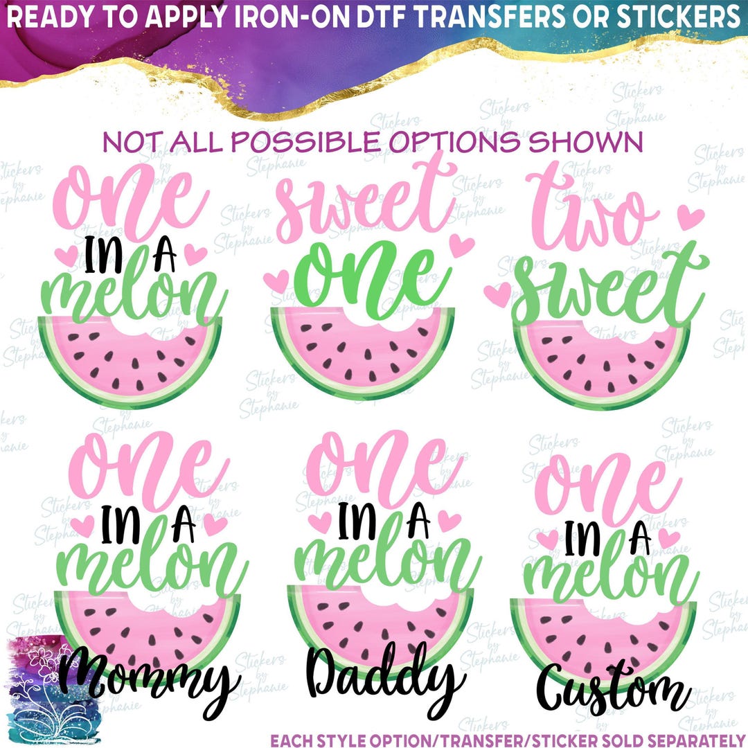 One in a Melon Pink Watermelon Family Custom Text Iron on Matte ...